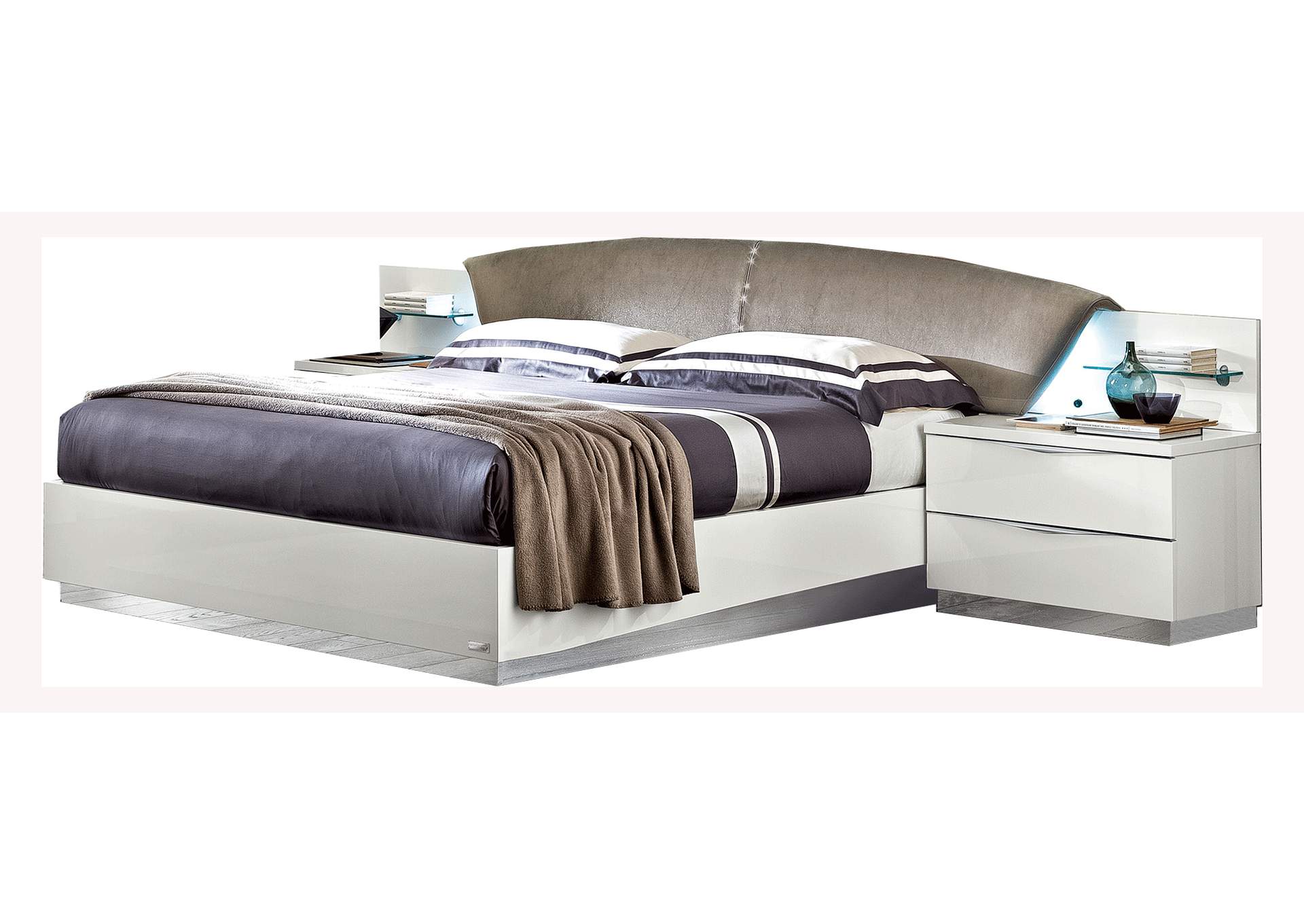 Onda Drop Queen Bed White