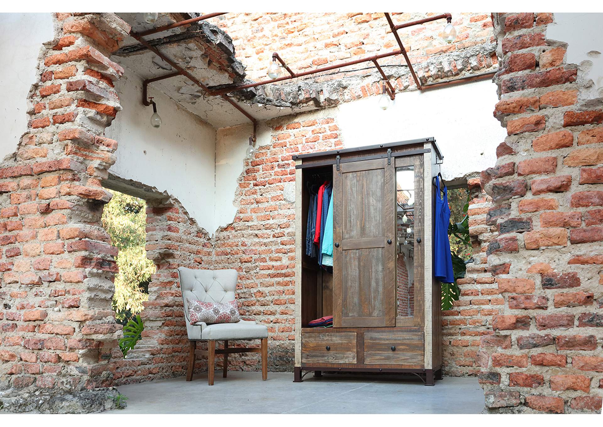 Antique Multicolor Armoire - Multicolor