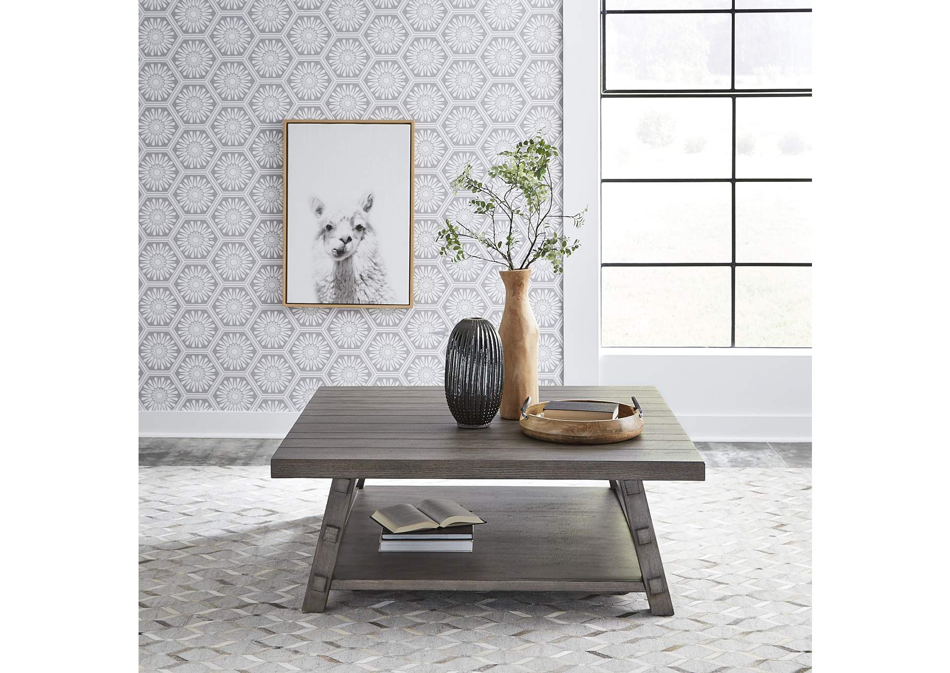 Modern Farmhouse Oversized Square Cocktail Table