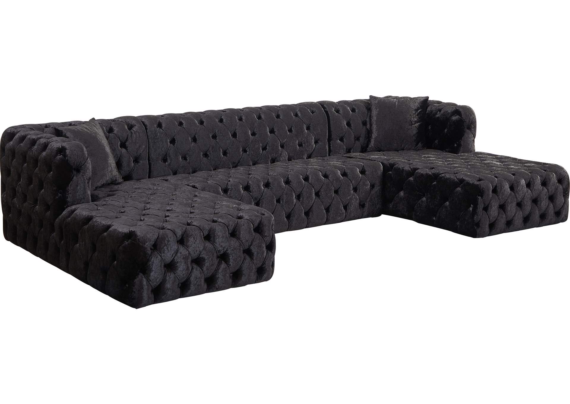 Coco Black Velvet 3 Piece Sectional