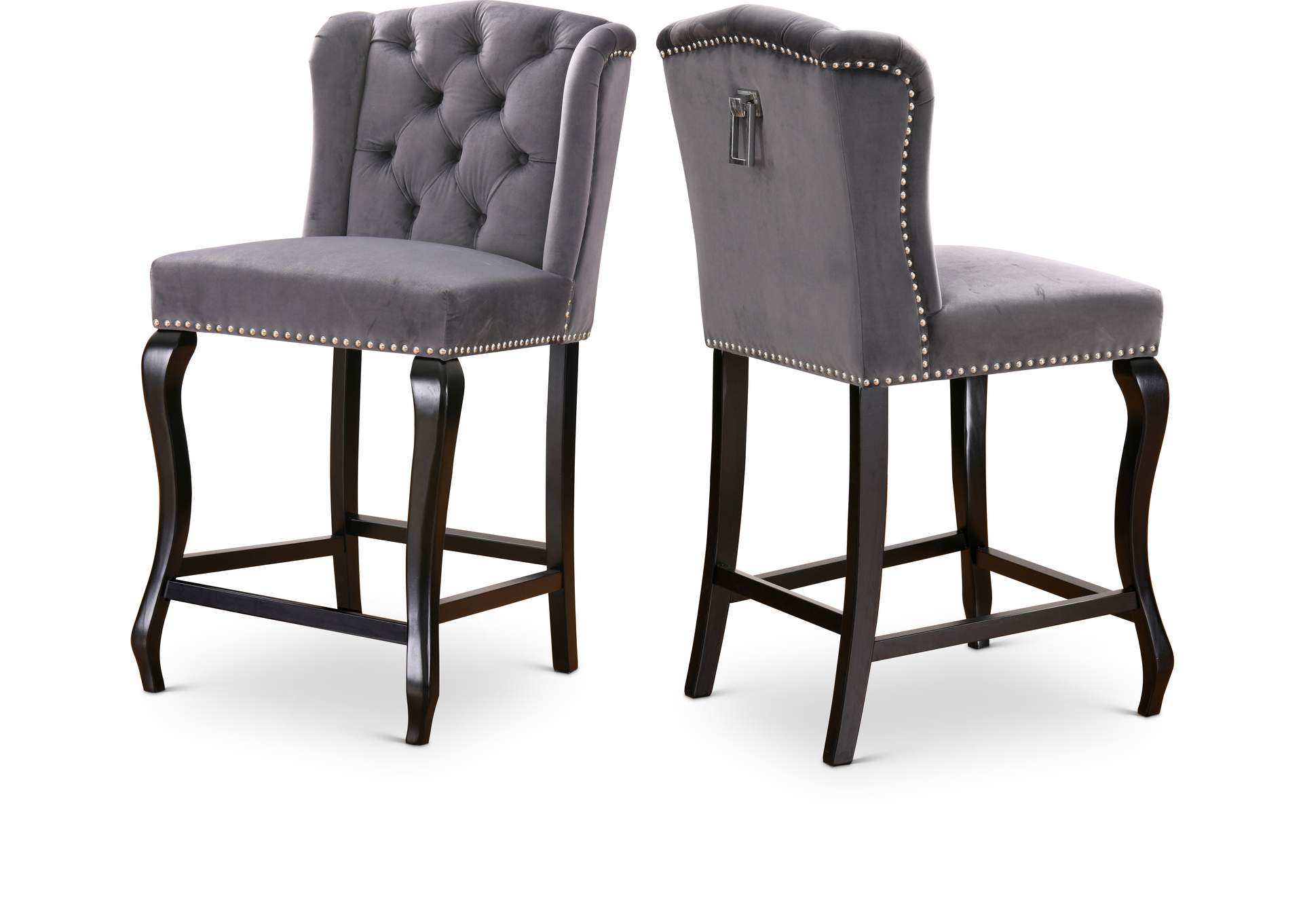 Suri Grey Velvet Stool Set of 2