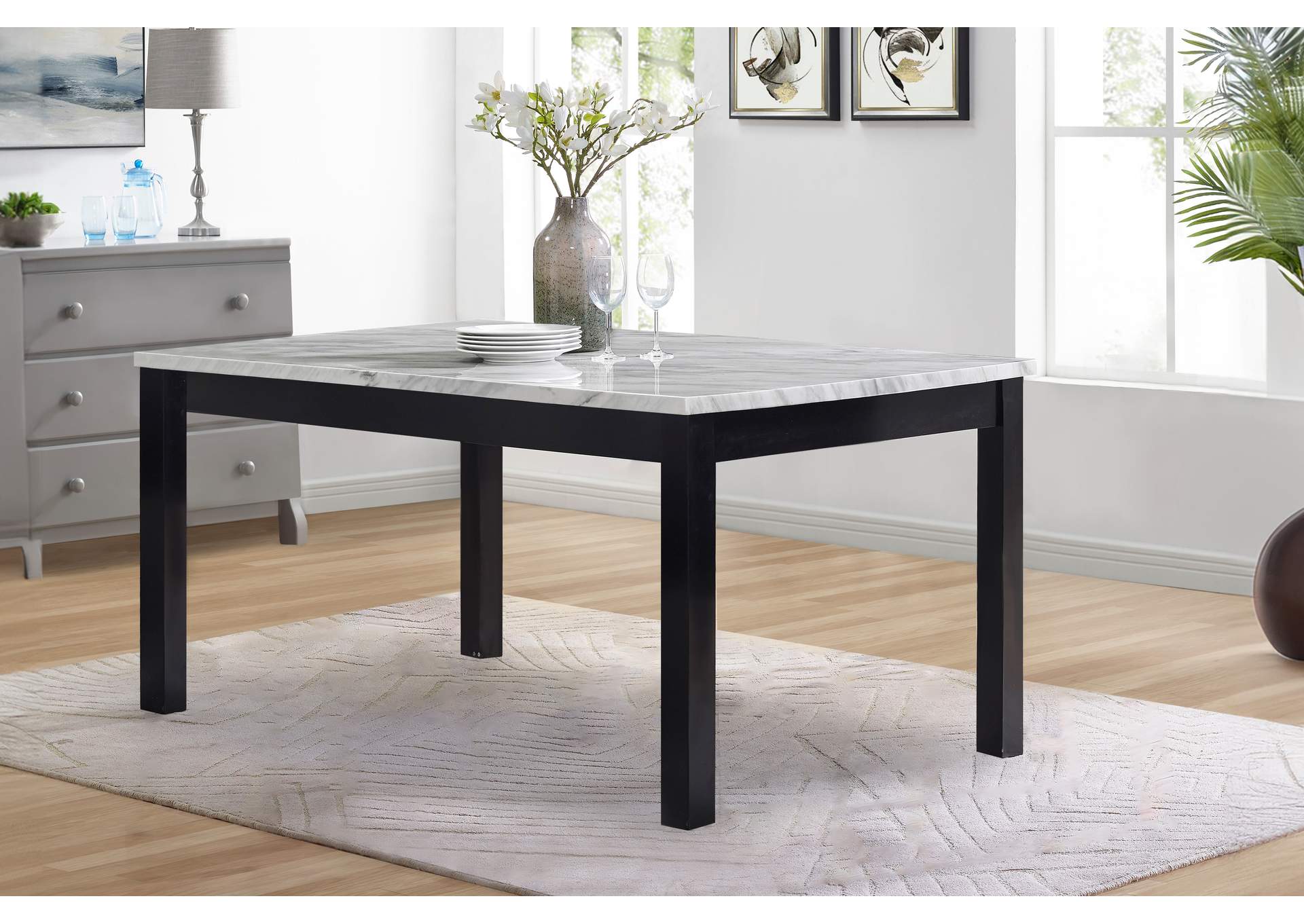 Celeste 64" Dining Table - Espresso - Faux Marble