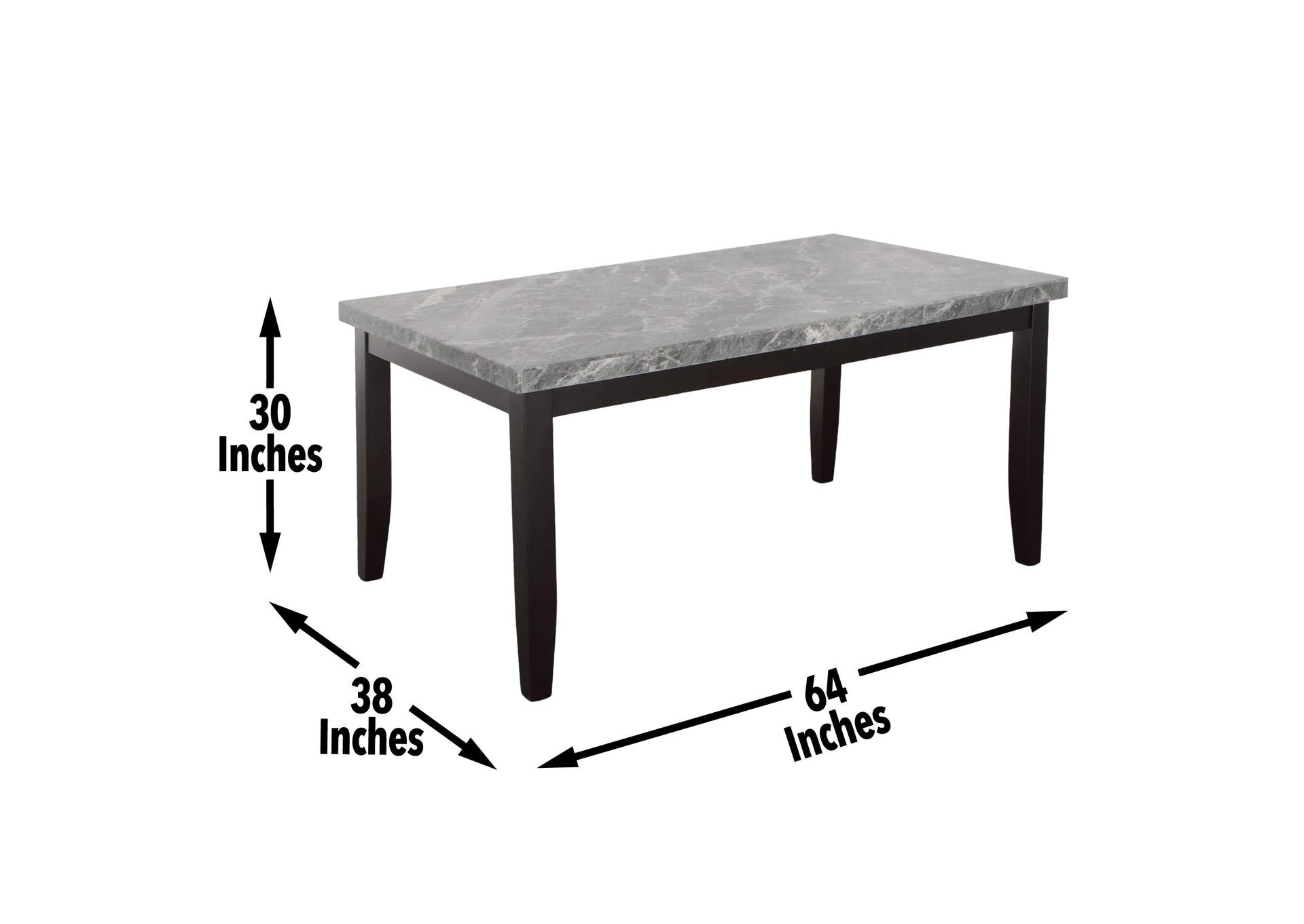 Napoli 64-Inch Gray Marble Dining Table
