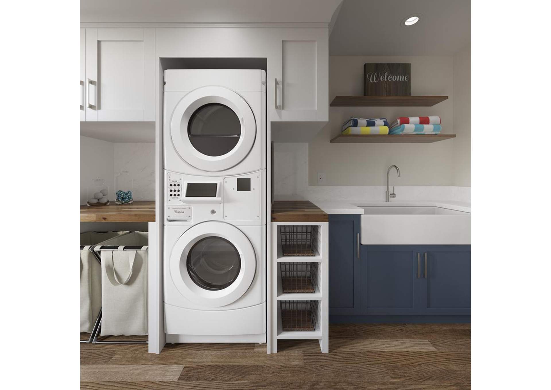 Whirlpool - Commercial Gas Stack Washer-Dryer, Card Reader-Ready - White