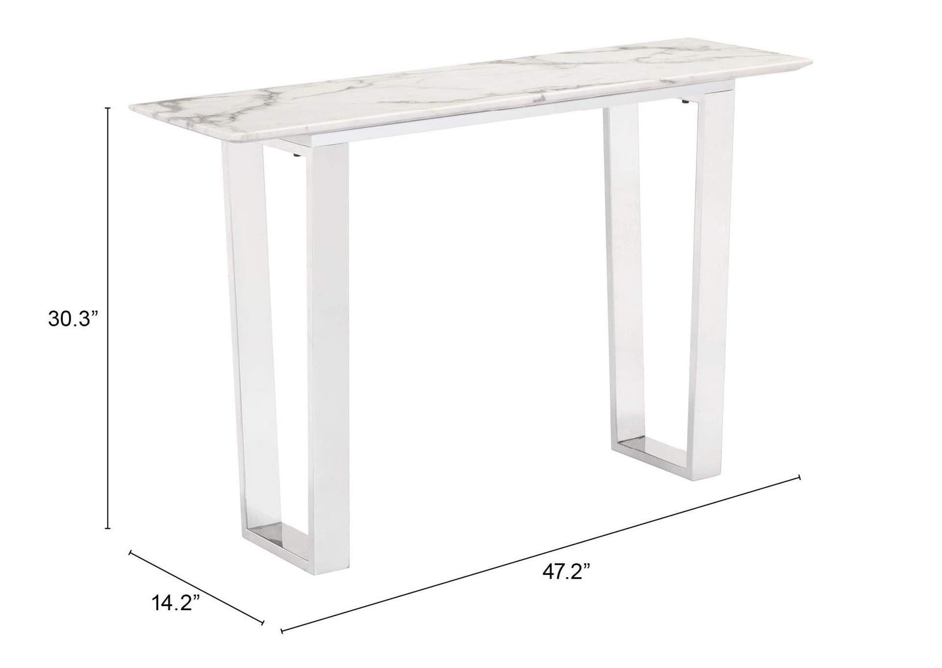 Atlas Console Table White & Silver