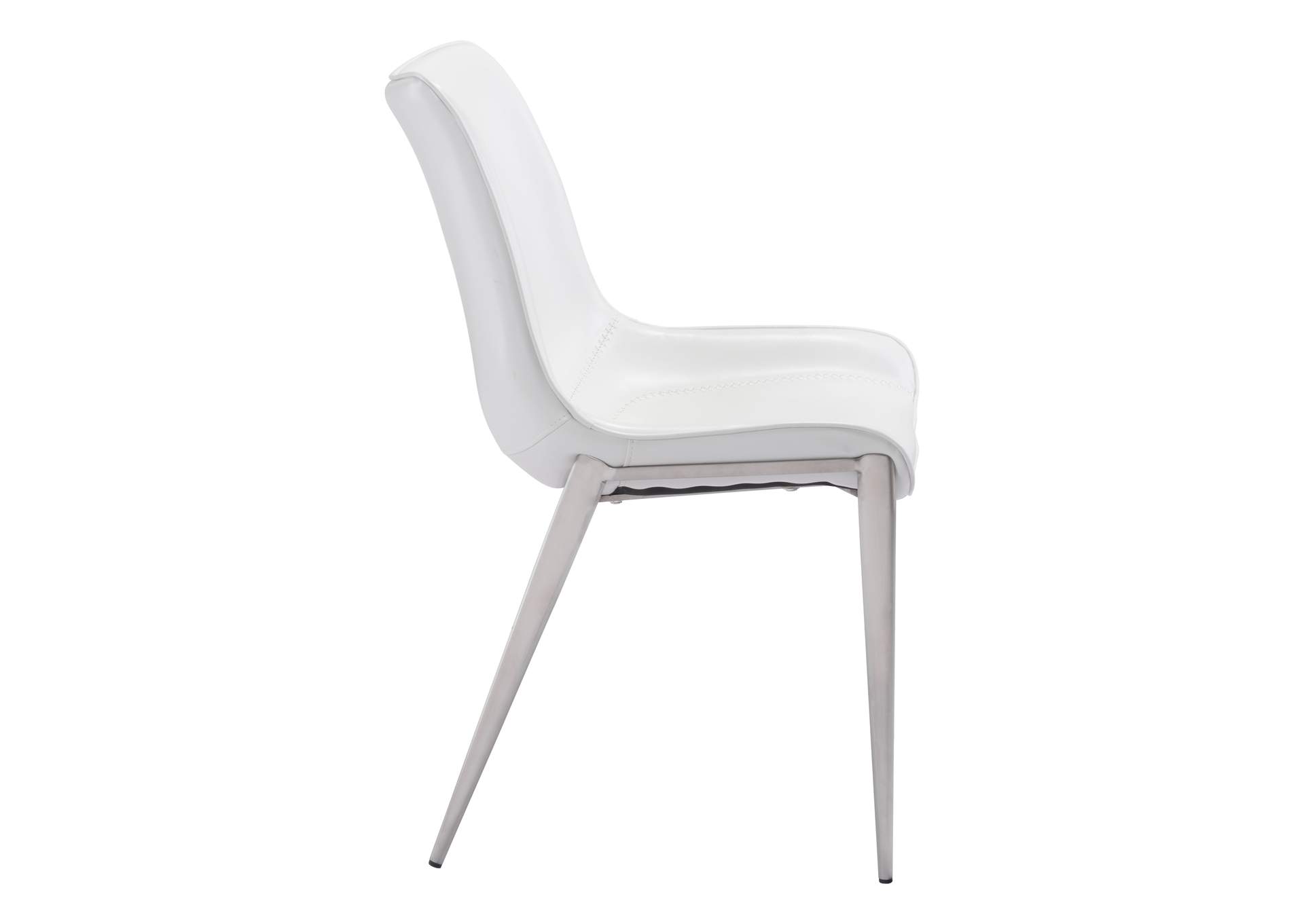 Magnus Dining Chair (Set Of 2) White & Silver