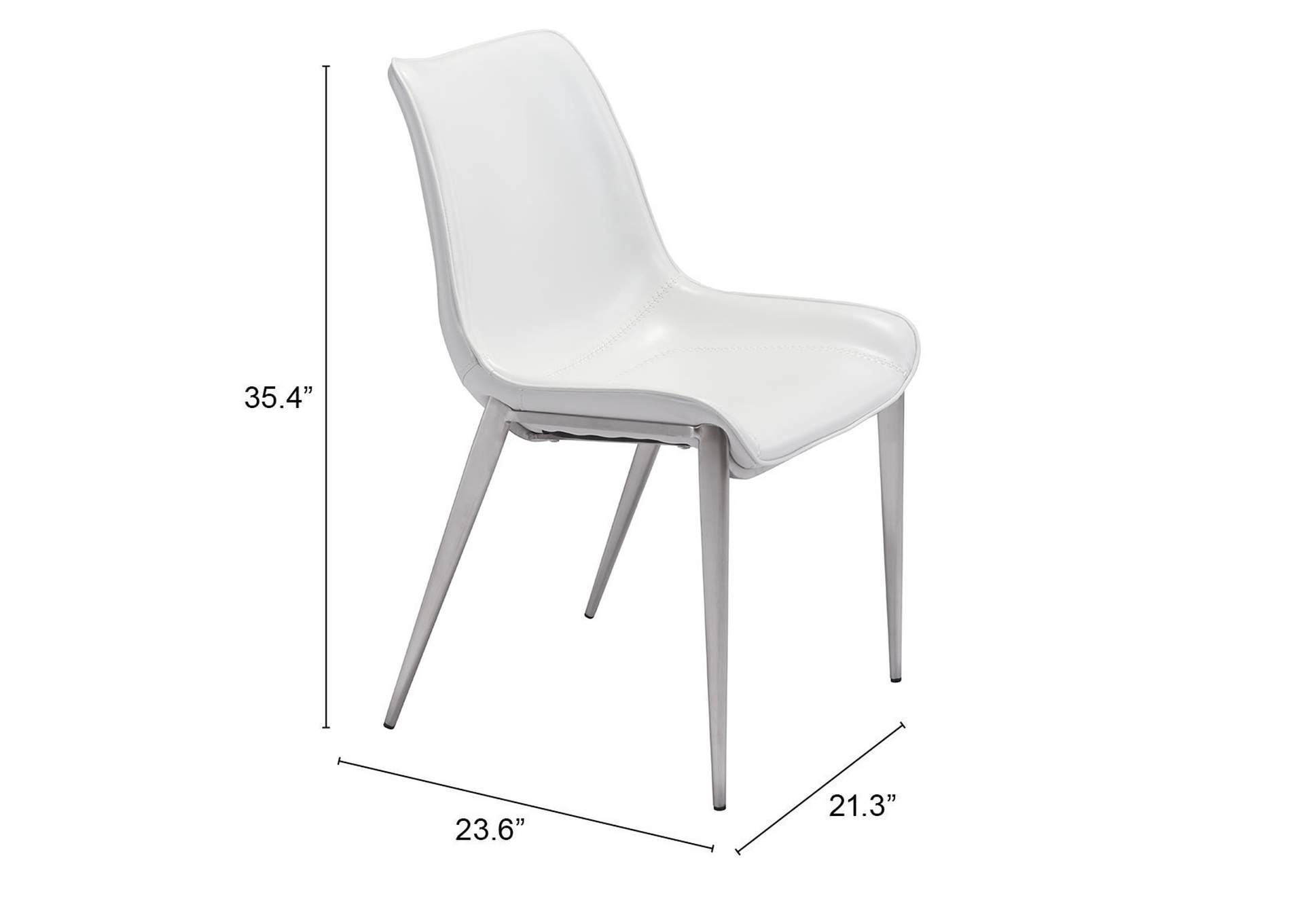 Magnus Dining Chair (Set Of 2) White & Silver