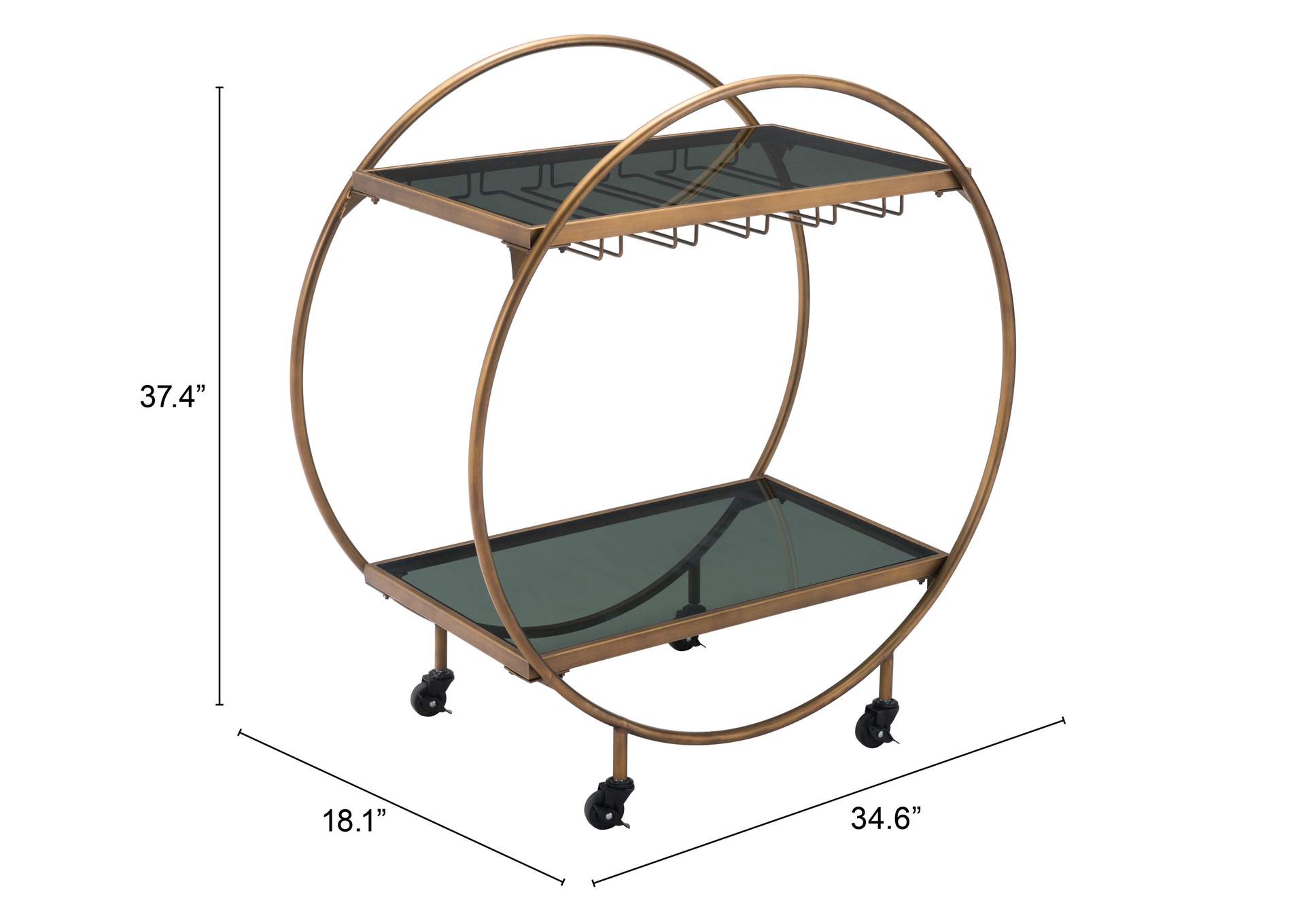 Arc Bar Cart Brass & Black