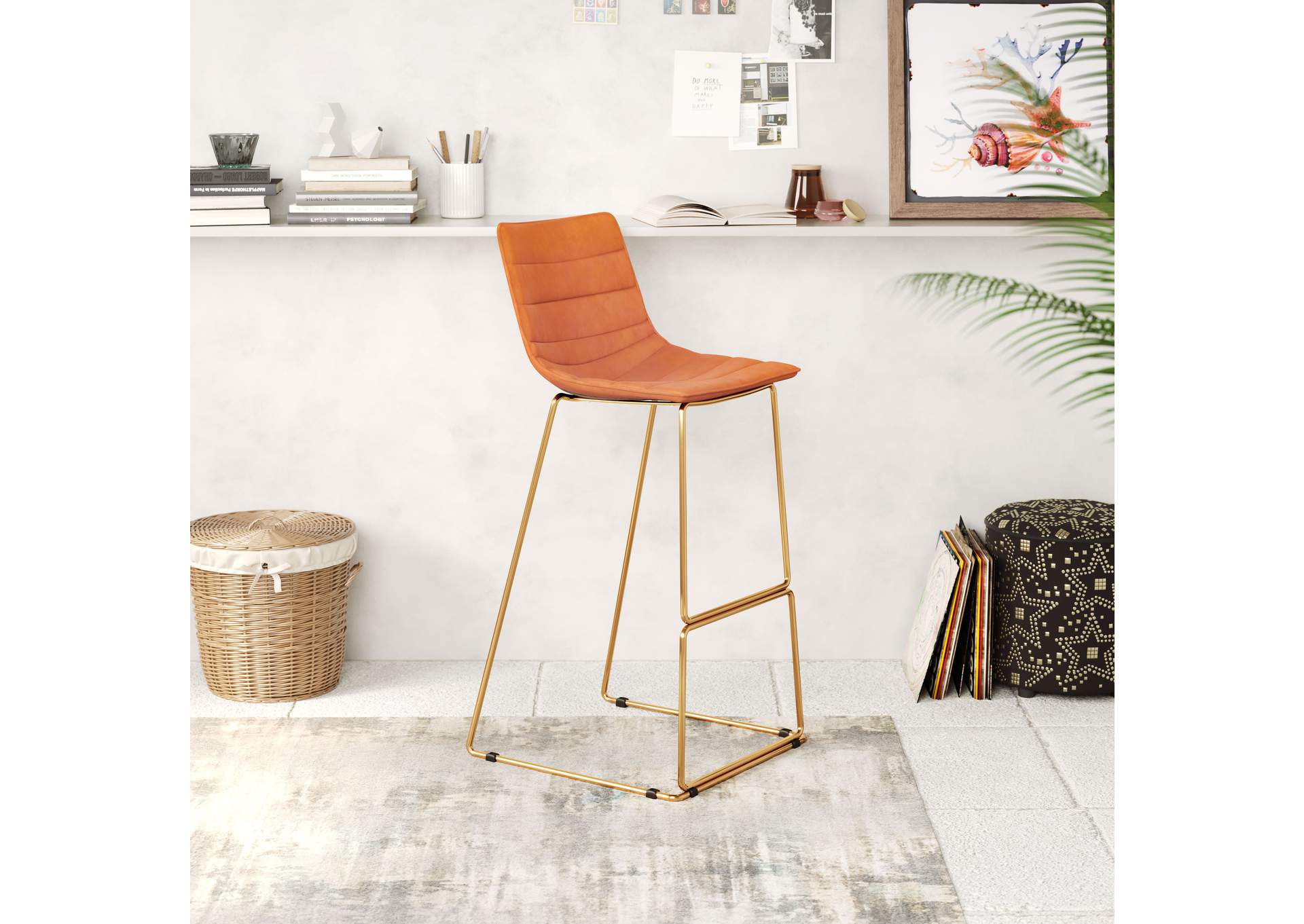 Adele Barstool (Set Of 2) Orange & Gold