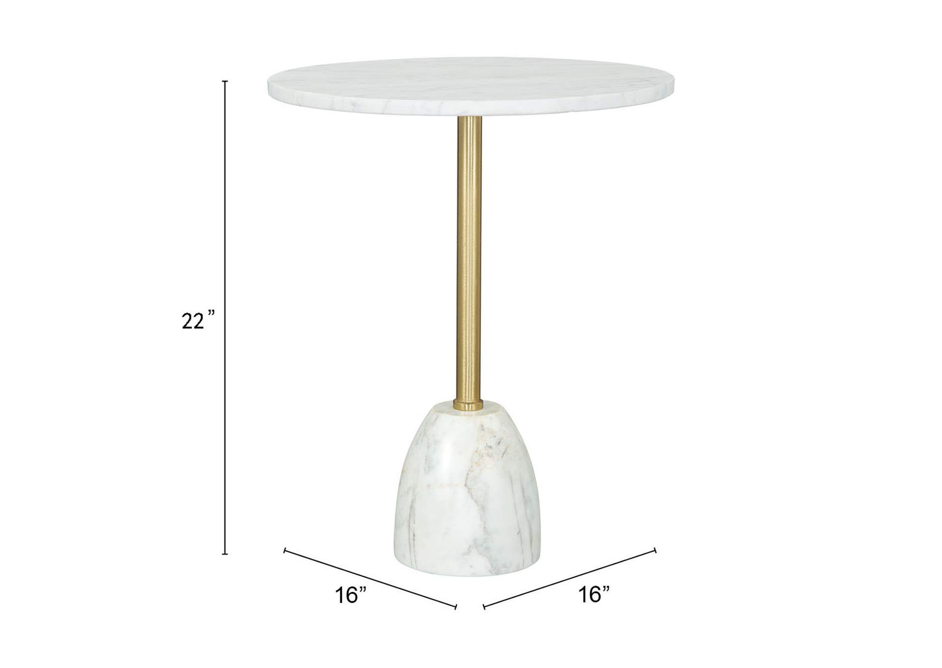 Cynthia Side Table White & Gold