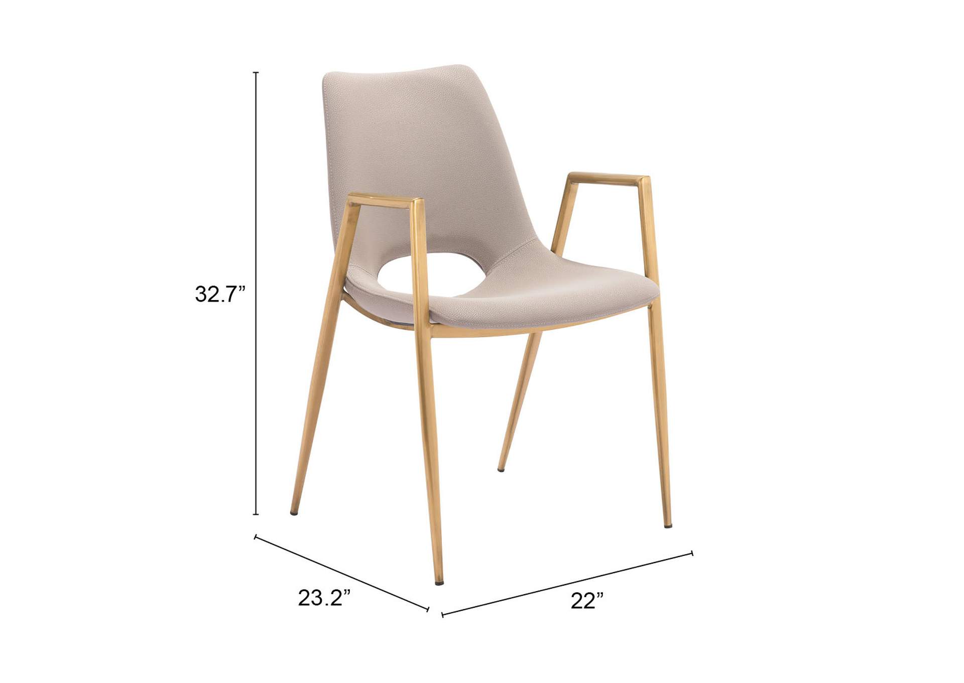 Desi Dining Chair (Set Of 2) Beige & Gold