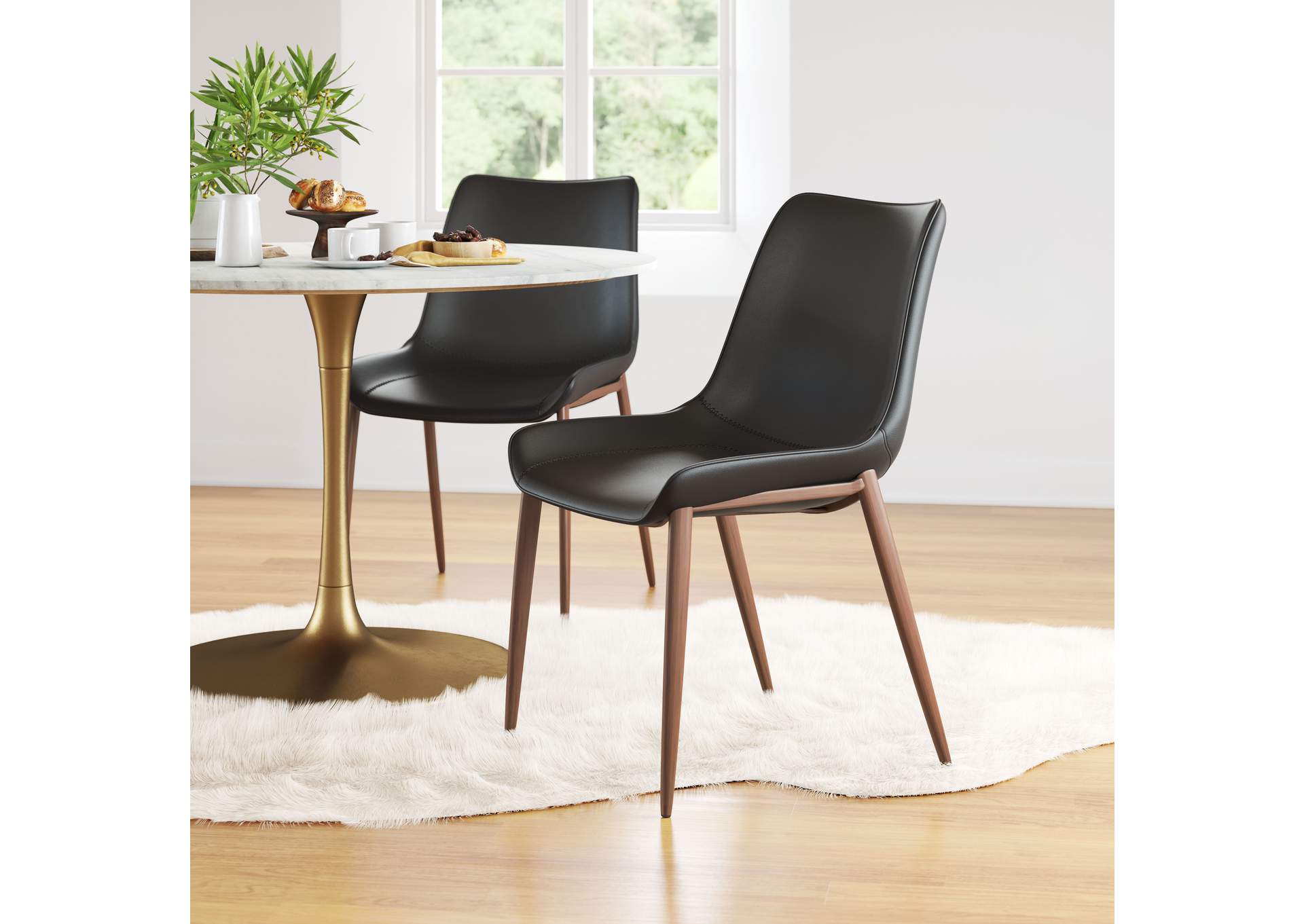 Magnus Dining Chair (Set Of 2) Black & Walnut