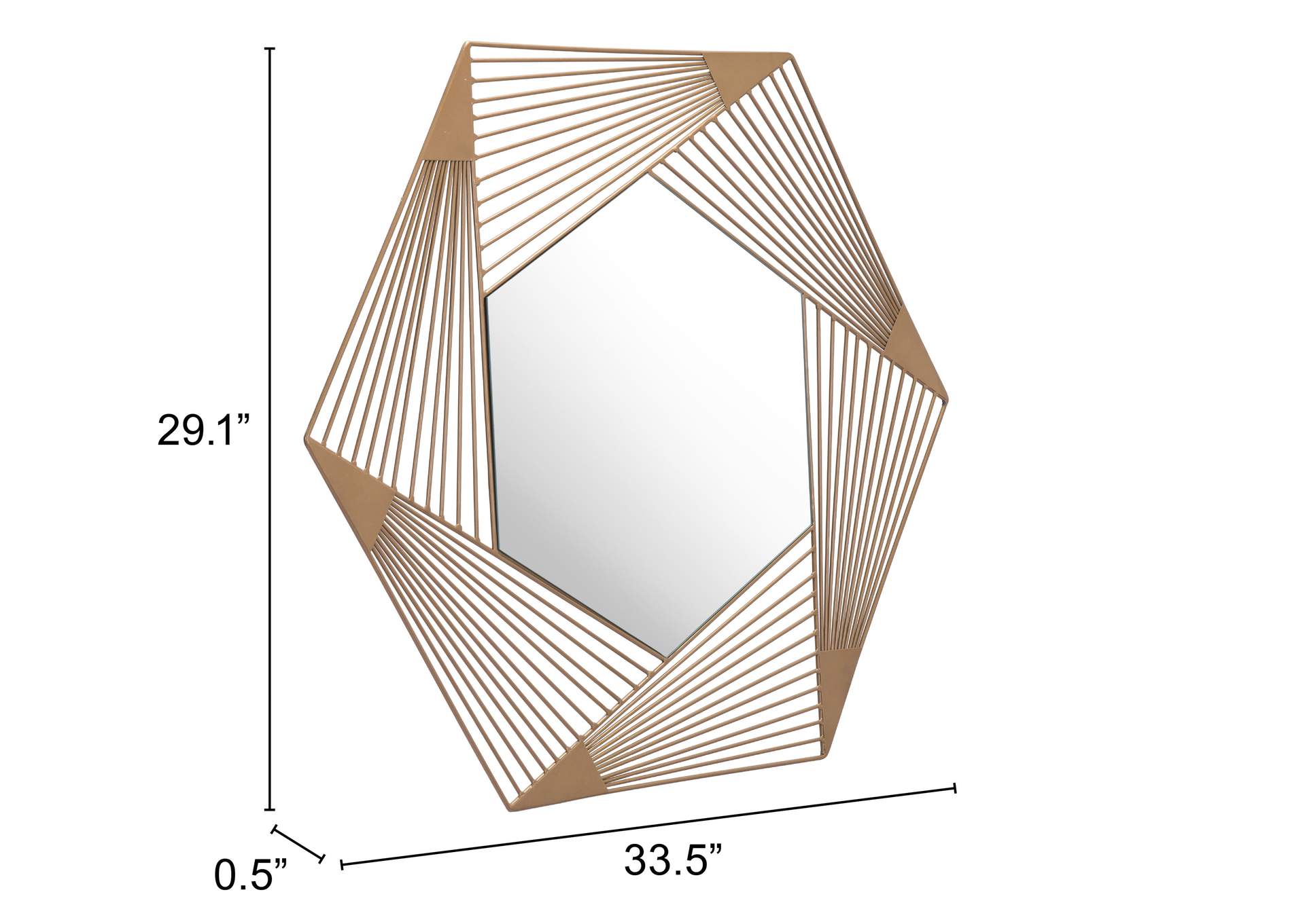 Aspect Hexagonal Mirror Copper