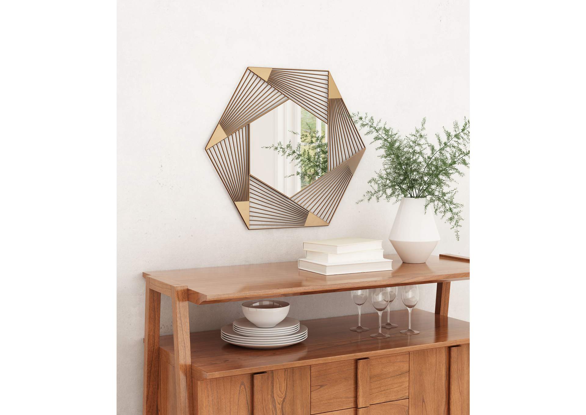 Aspect Hexagonal Mirror Copper