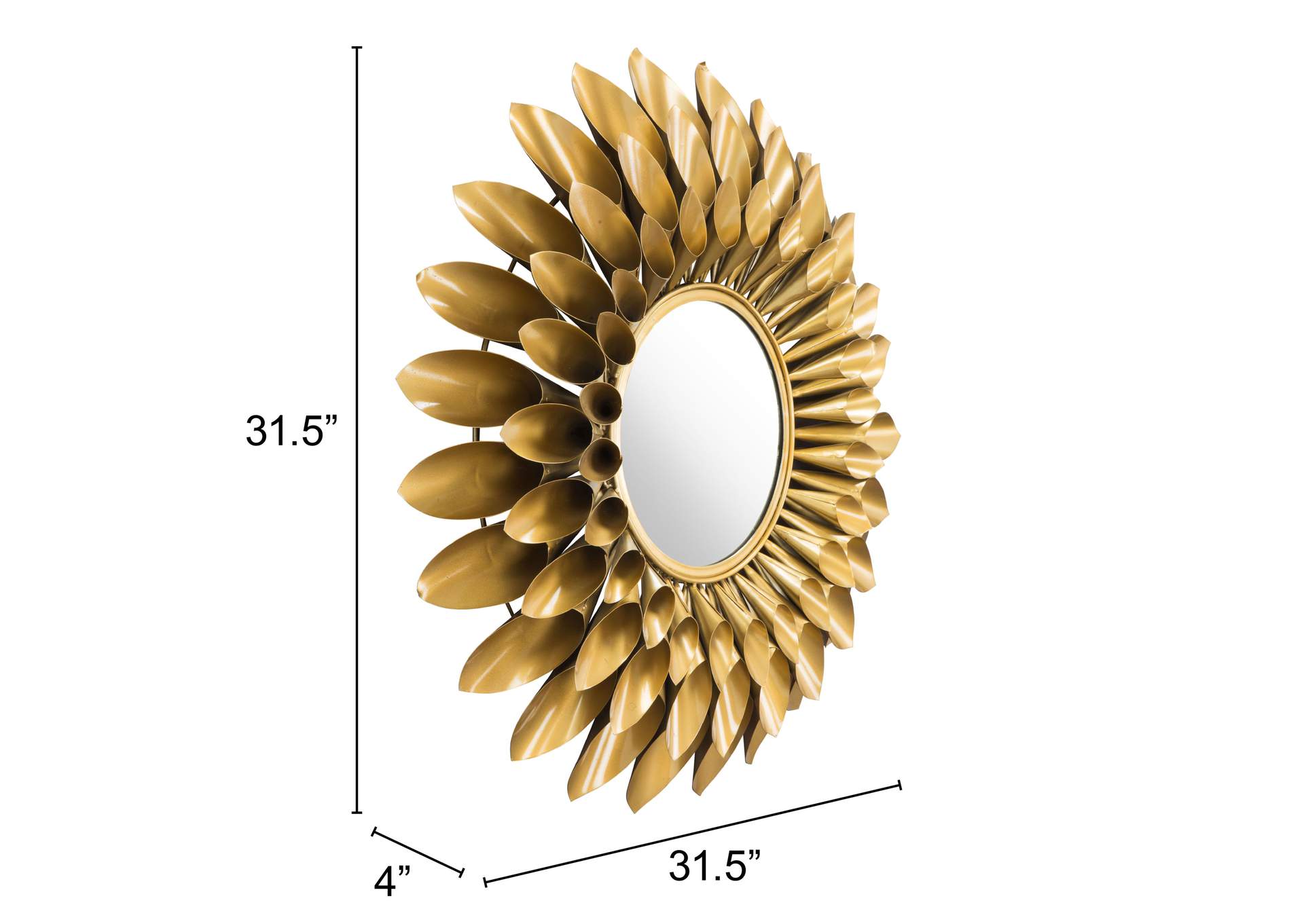 Sunflower Round Mirror Gold